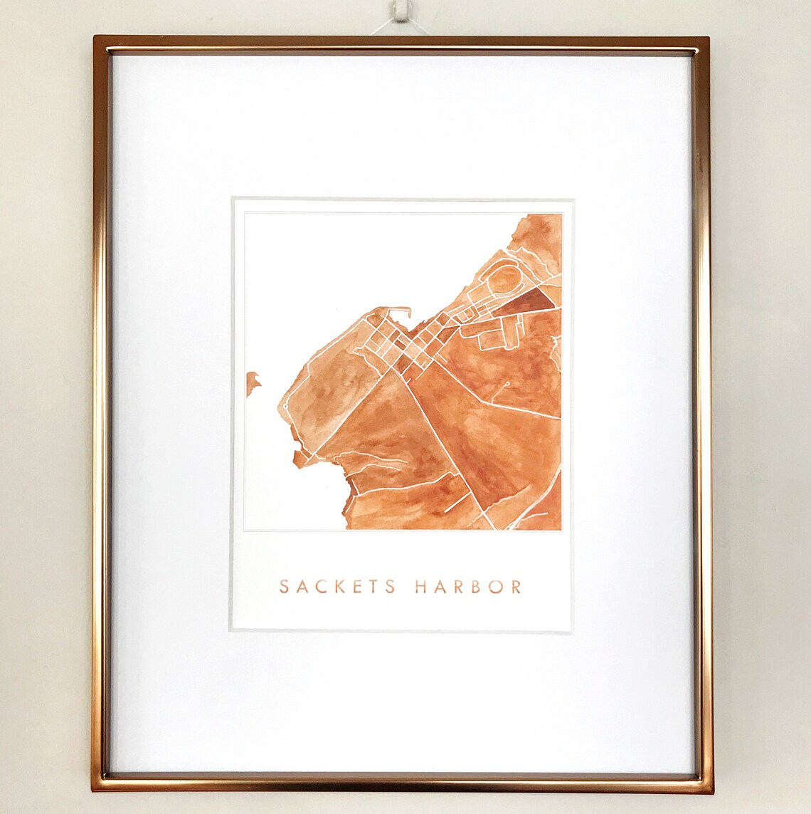 SACKETS HARBOR New York Hand Painted Map Watercolor Print City | Etsy