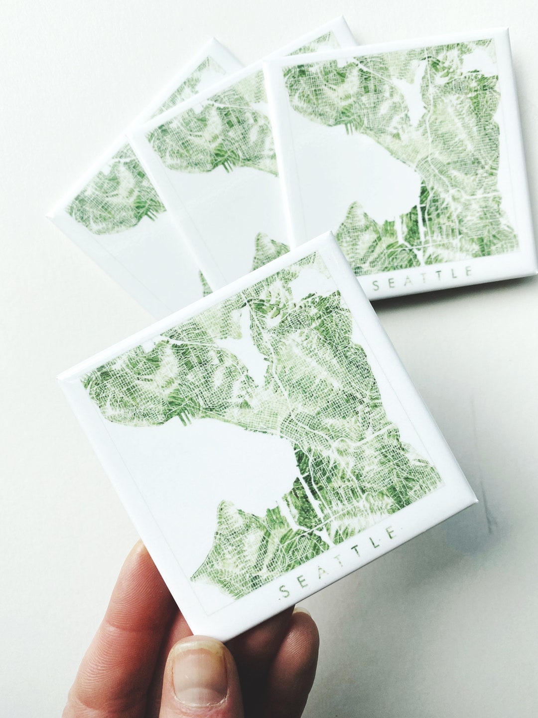SEATTLE FERNS Washington Map Botanical Watercolor Painting (MAGNET ...