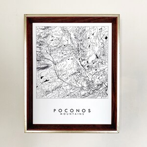 POCONOS Mountains Hand Drawn Map Street Map Pennsylvania Topographic ...