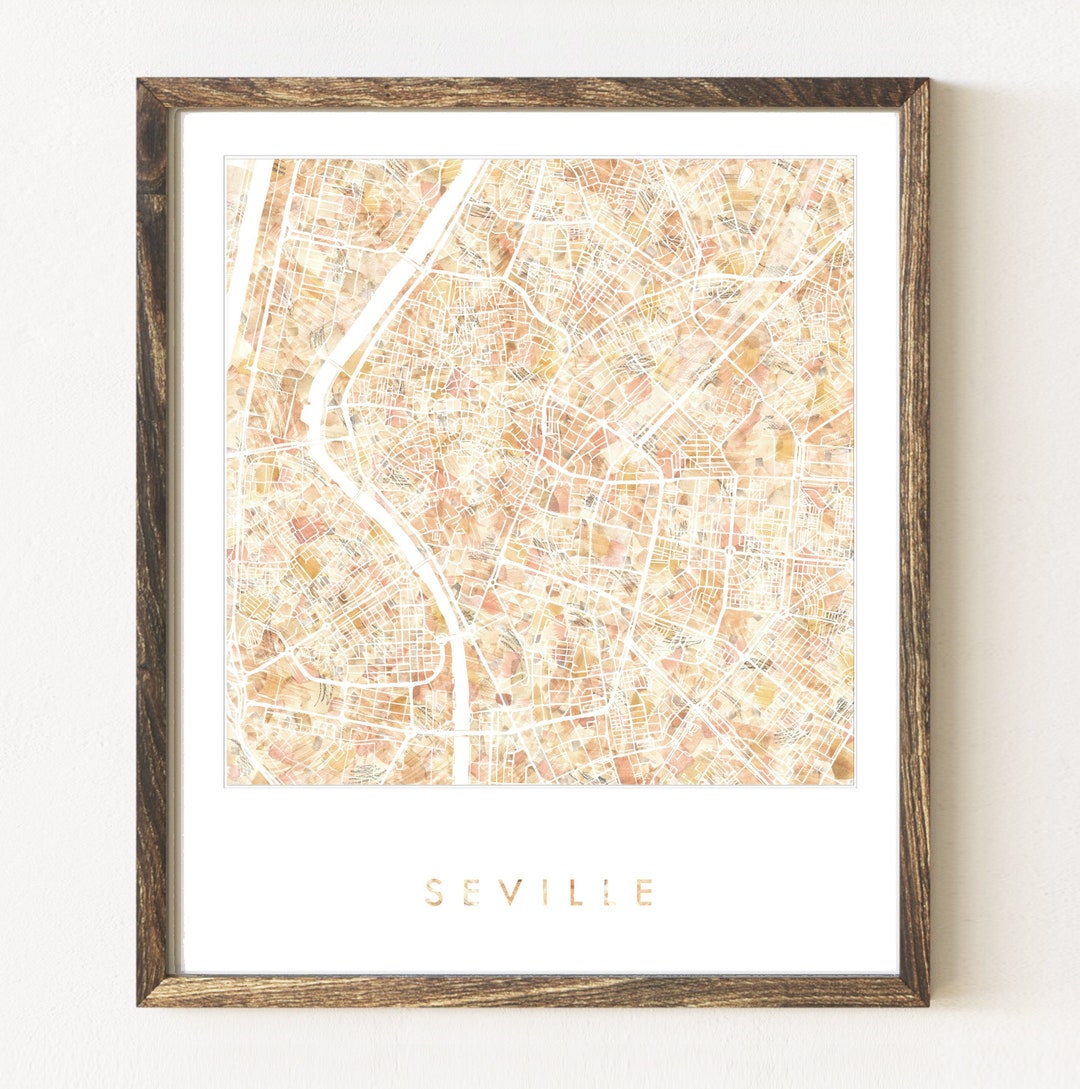 SEVILLE Map Urban Fabric Watercolor Texture Painting Spain - Etsy