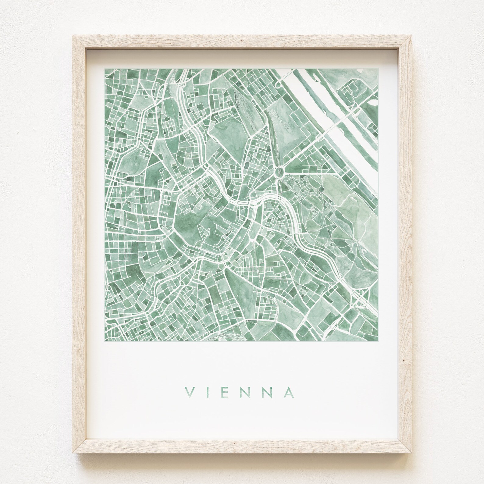VIENNA Map Hand Painted Watercolor Map Print AUSTRIA City Block Plan ...