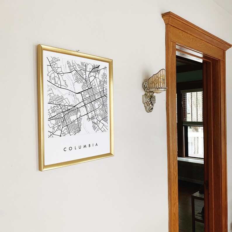 COLUMBIA Map Street Map South Carolina City Map Drawing Black - Etsy