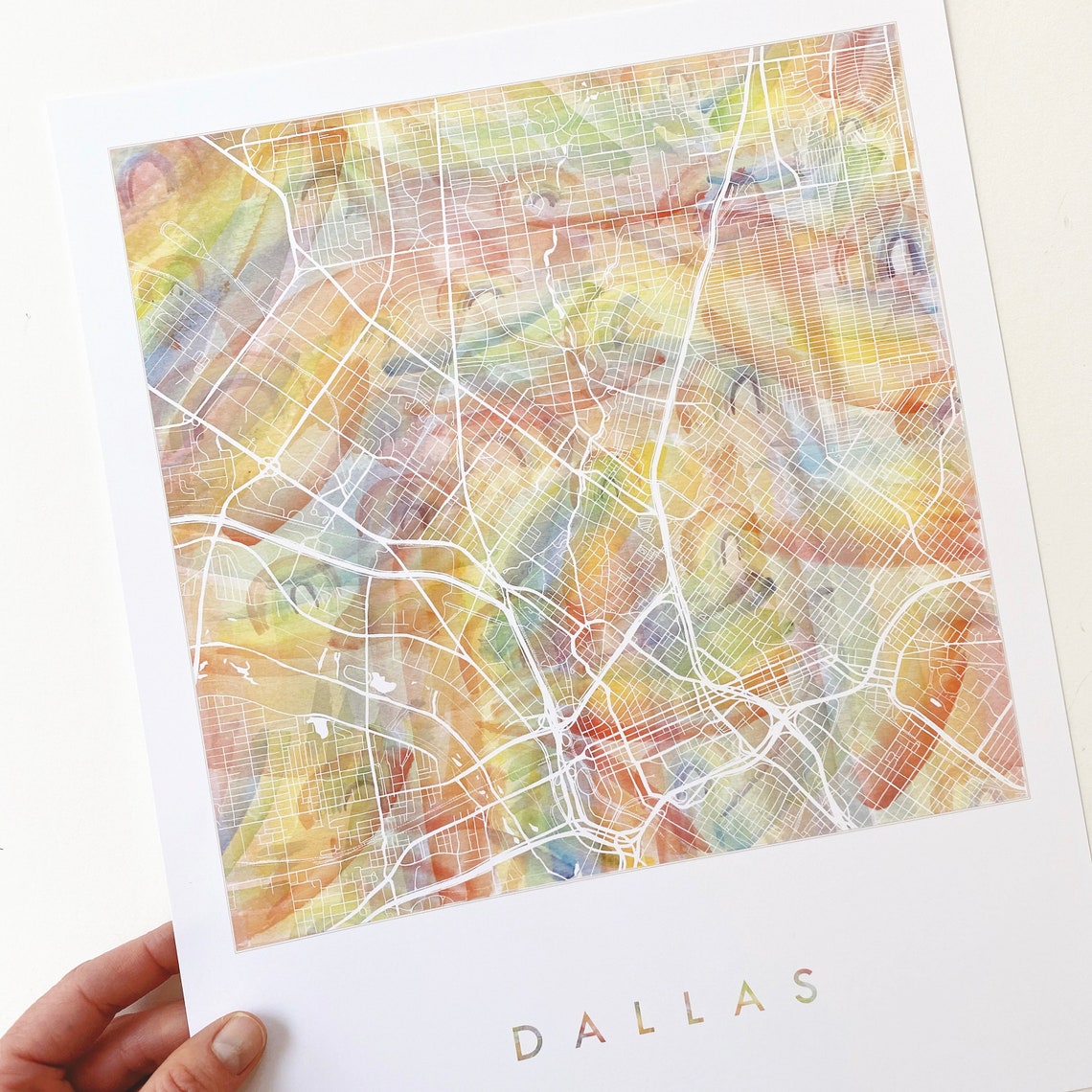 DALLAS Pride Rainbow Map Watercolor Wash Map Print City Block Plan (art ...