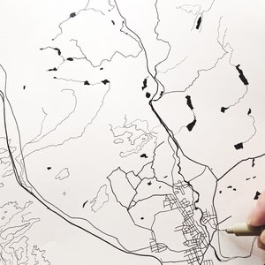 POCONOS Mountains Hand Drawn Map Street Map Pennsylvania Topographic ...