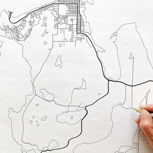 ANACORTES Map Street Map WASHINGTON City Map Drawing Blueprint Style ...