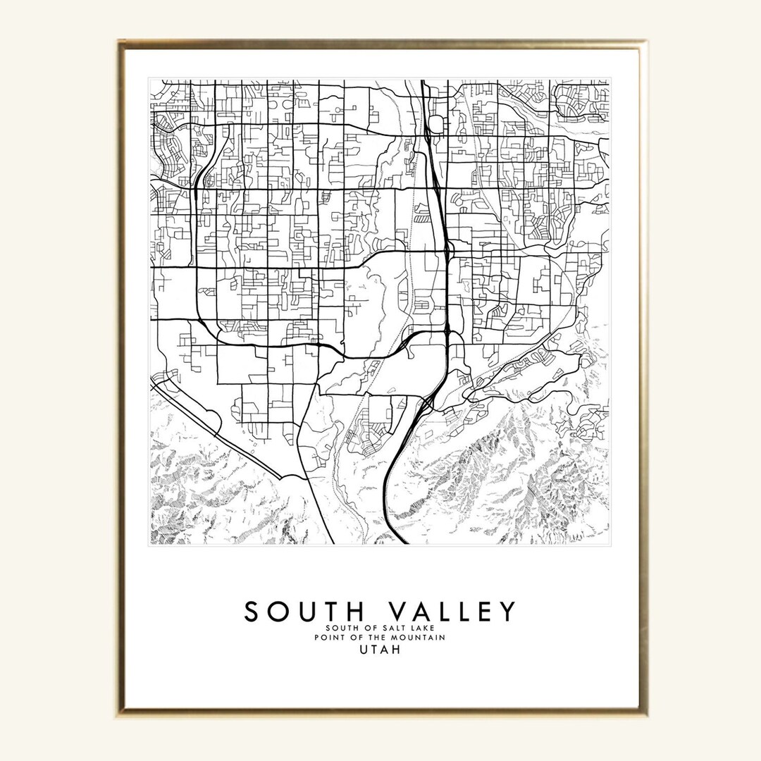 SOUTH of Salt Lake VALLEY Point of the Mountain Map Hand Drawn ...