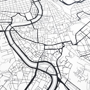ROME Map Hand Drawn Street Map ITALY City Map Drawing Black and White ...
