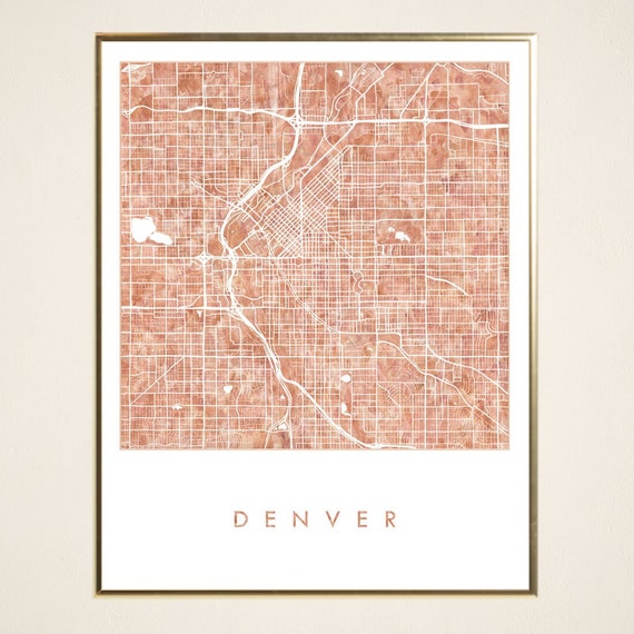 DENVER Watercolor Wash Print City Block Plan art Print - Etsy