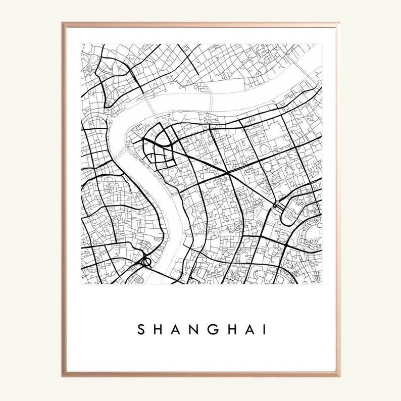 SHANGHAI Map Hand Drawn Street Map CHINA City Map Drawing - Etsy
