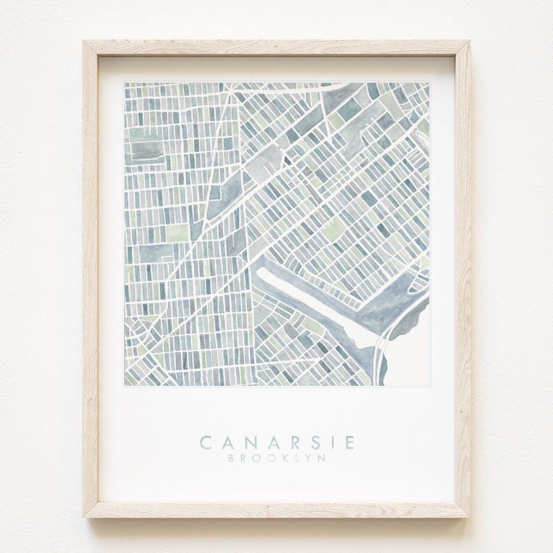 CANARSIE Brooklyn Neighborhood Map Watercolor Print New York City Map ...