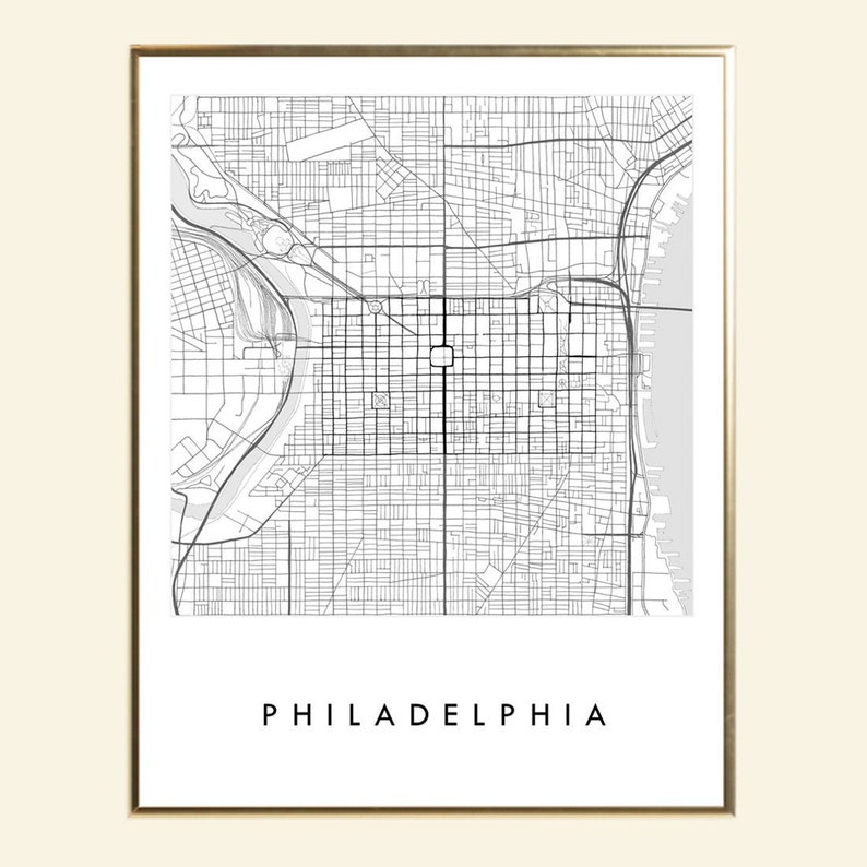 PHILADELPHIA Map Street Map PENNSYLVANIA City Map Drawing - Etsy
