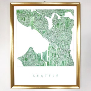 Downtown SEATTLE Map Watercolor Print WASHINGTON City Block Plan (art ...