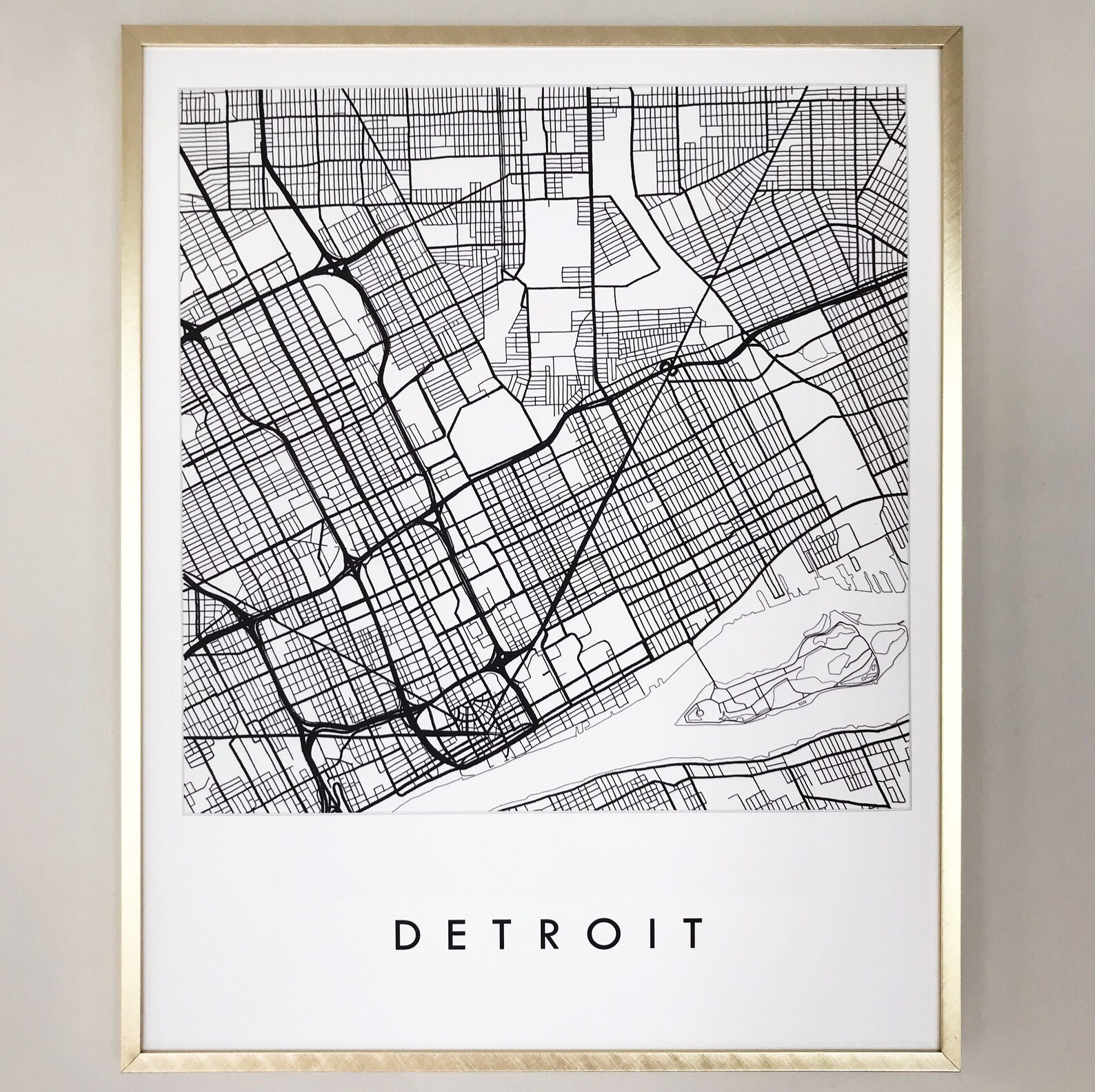 DETROIT Map Street Map MICHIGAN City Map Drawing Black and - Etsy