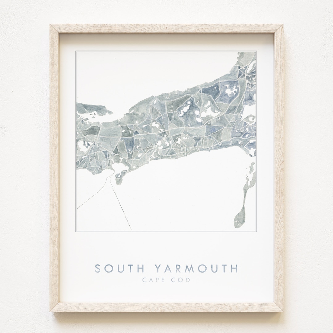 CAPE COD Hyannis Yarmouth Dennis Map Hand Painted Watercolor Print ...