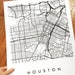 HOUSTON Map Street Map TEXAS City Map Drawing Black and White (art ...