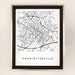 CHARLOTTESVILLE Virginia Map Street Map Drawing Black and White art ...