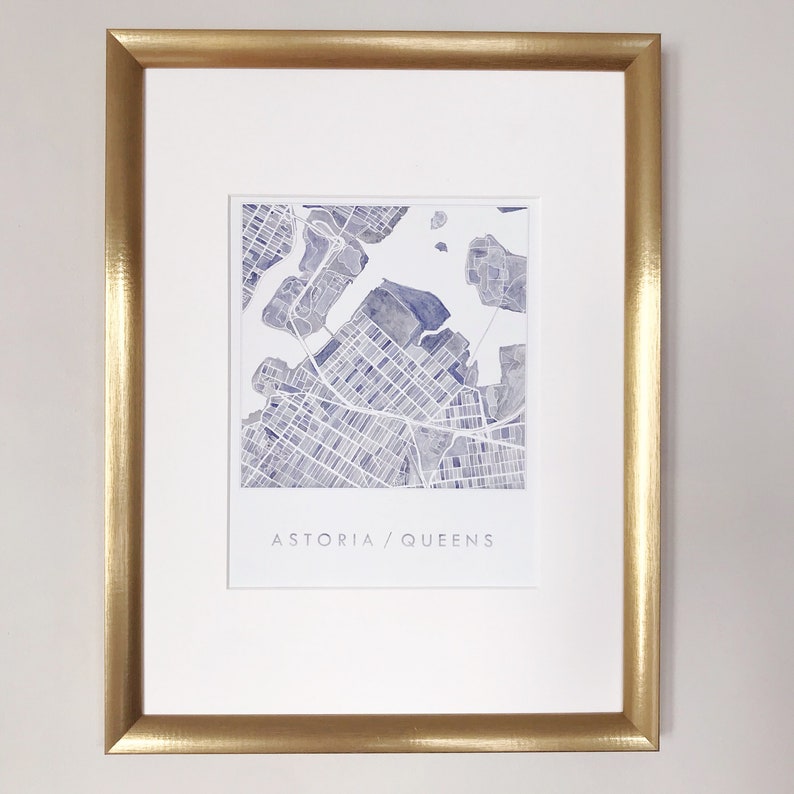 ASTORIA Queens Map Watercolor Print New York City Map Block - Etsy