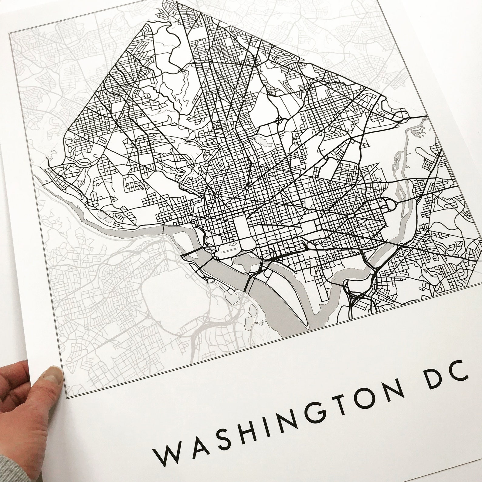 WASHINGTON DC Map Street Map District Capitol City Map Drawing | Etsy