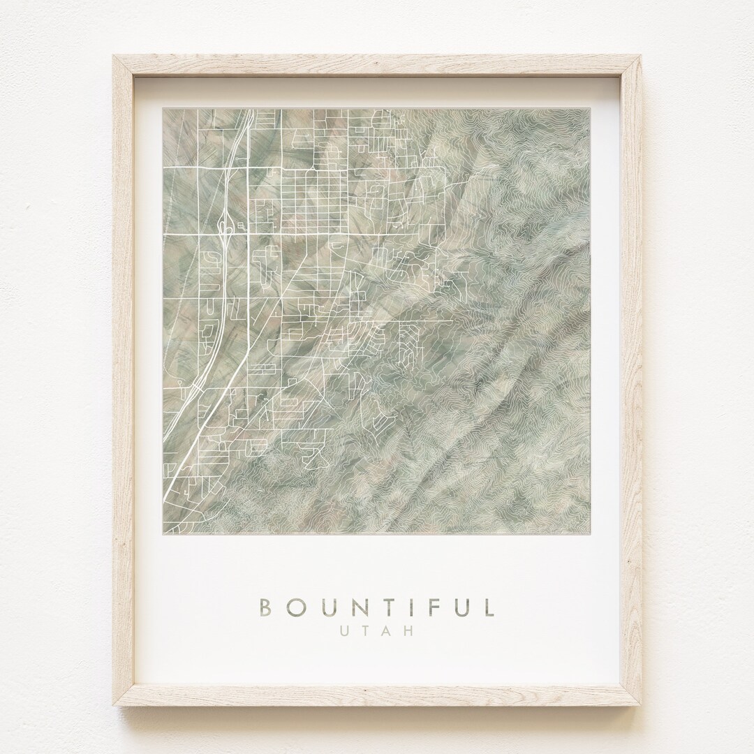 BOUNTIFUL Utah Map Hand Painted Topographical Watercolor City Map (art ...