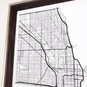 CHICAGO Map Hand Drawn Street Map ILLINOIS City Map Drawing Black and ...