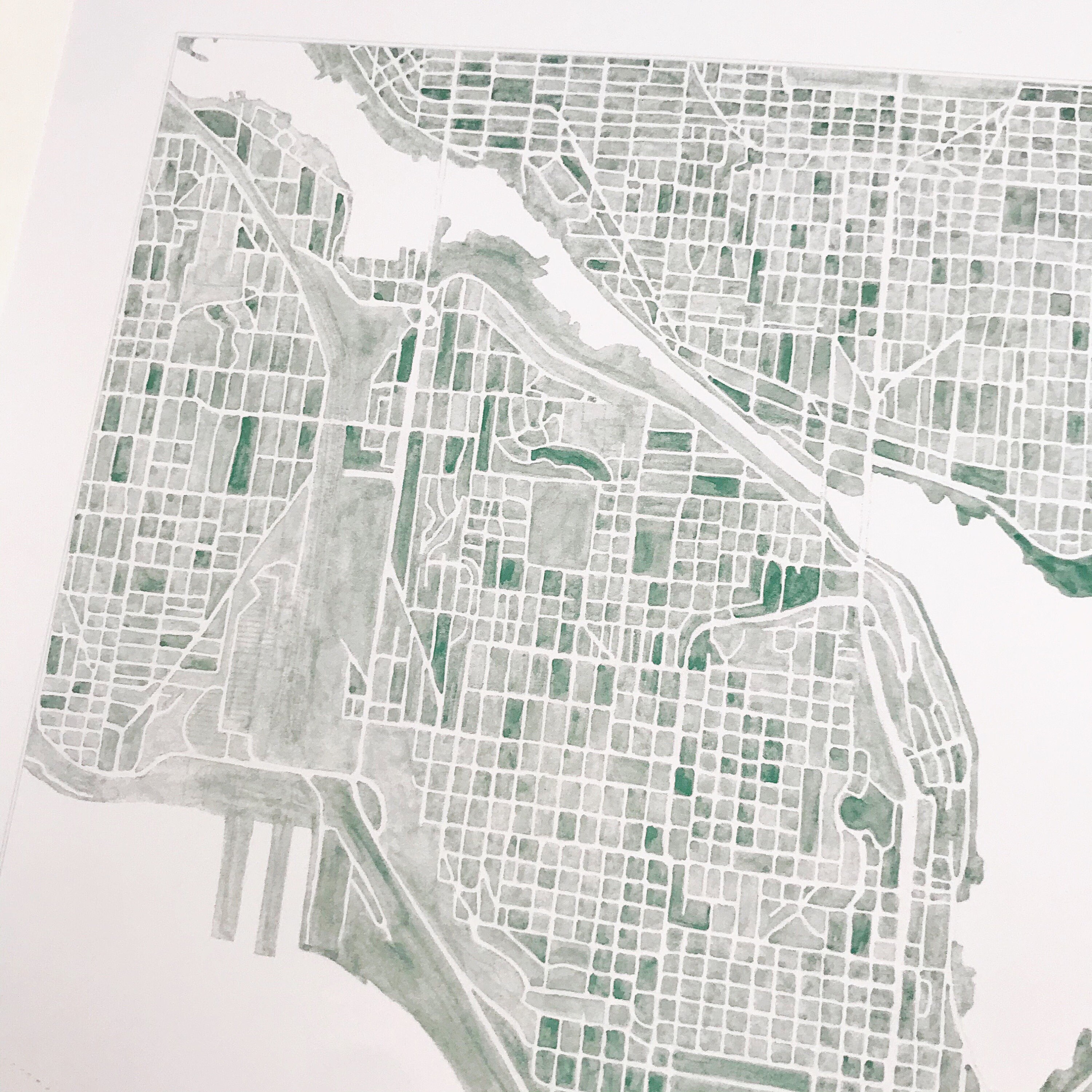 SEATTLE Lake Union Map Watercolor Print WASHINGTON City Block | Etsy