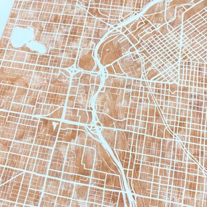 DENVER Watercolor Map POSTCARD Colorado City Map Block Plan Wedding ...