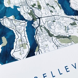 BELLEVUE Washington Map Watercolor Wash City Map (art Print) Wedding ...