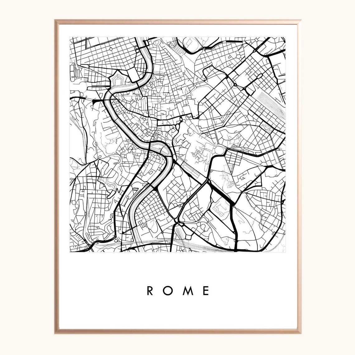 ROME Map Hand Drawn Street Map ITALY City Map Drawing Black | Etsy