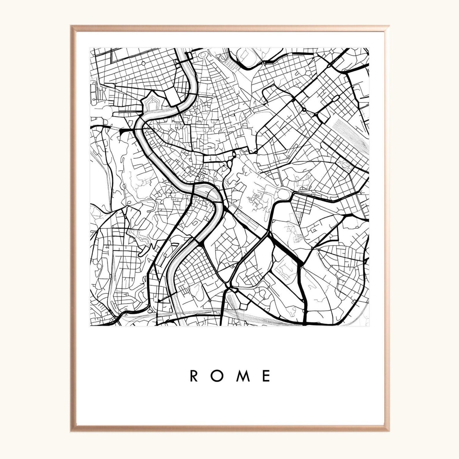 ROME Map Hand Drawn Street Map ITALY City Map Drawing Black | Etsy