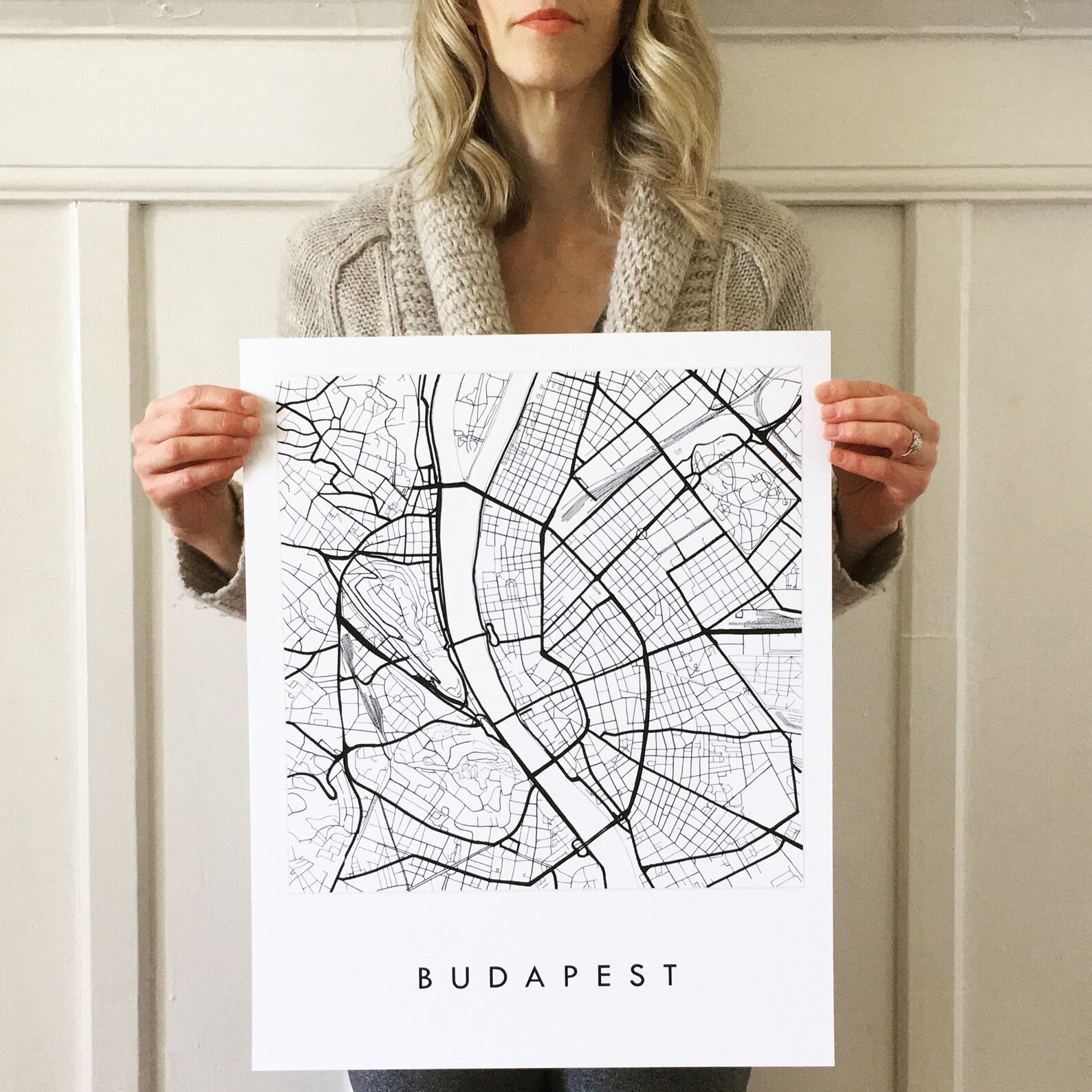BUDAPEST Map Hand Drawn Street Map HUNGARY City Map Drawing Black and ...