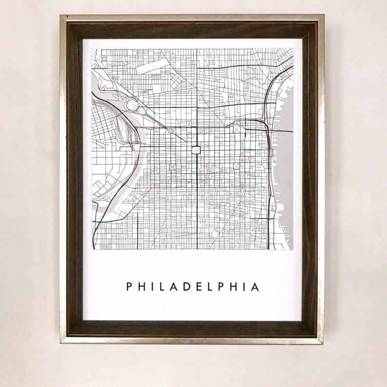 PHILADELPHIA Map Street Map PENNSYLVANIA City Map Drawing - Etsy