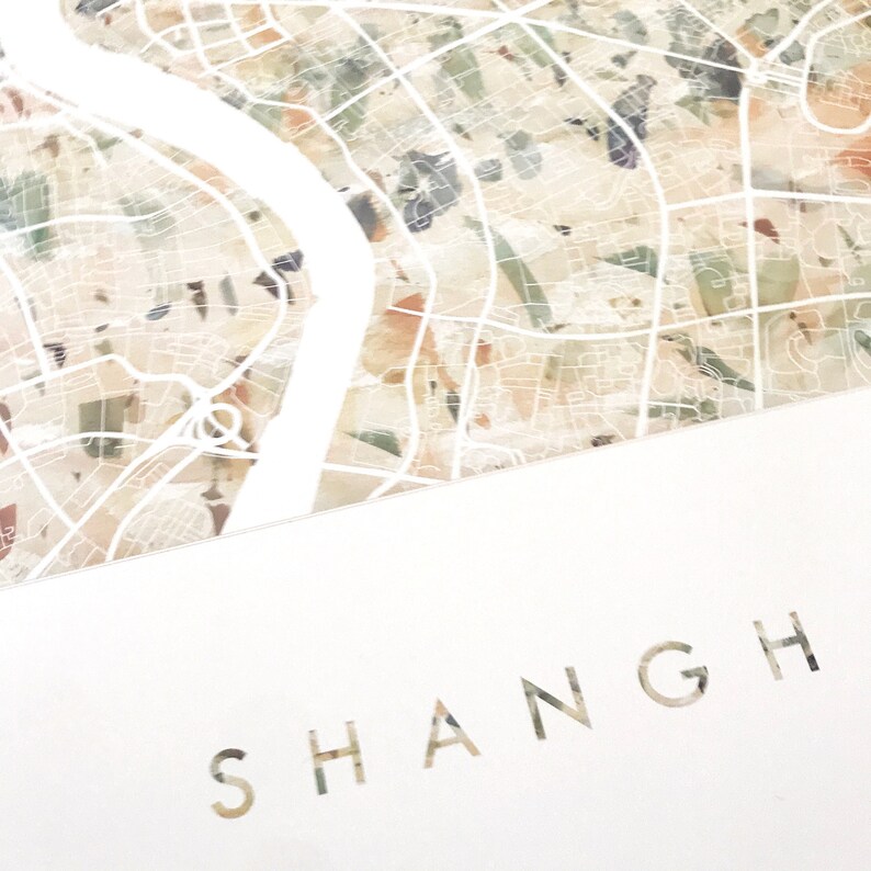 SHANGHAI Map Street Map CHINA City Map Drawing Black and White - Etsy