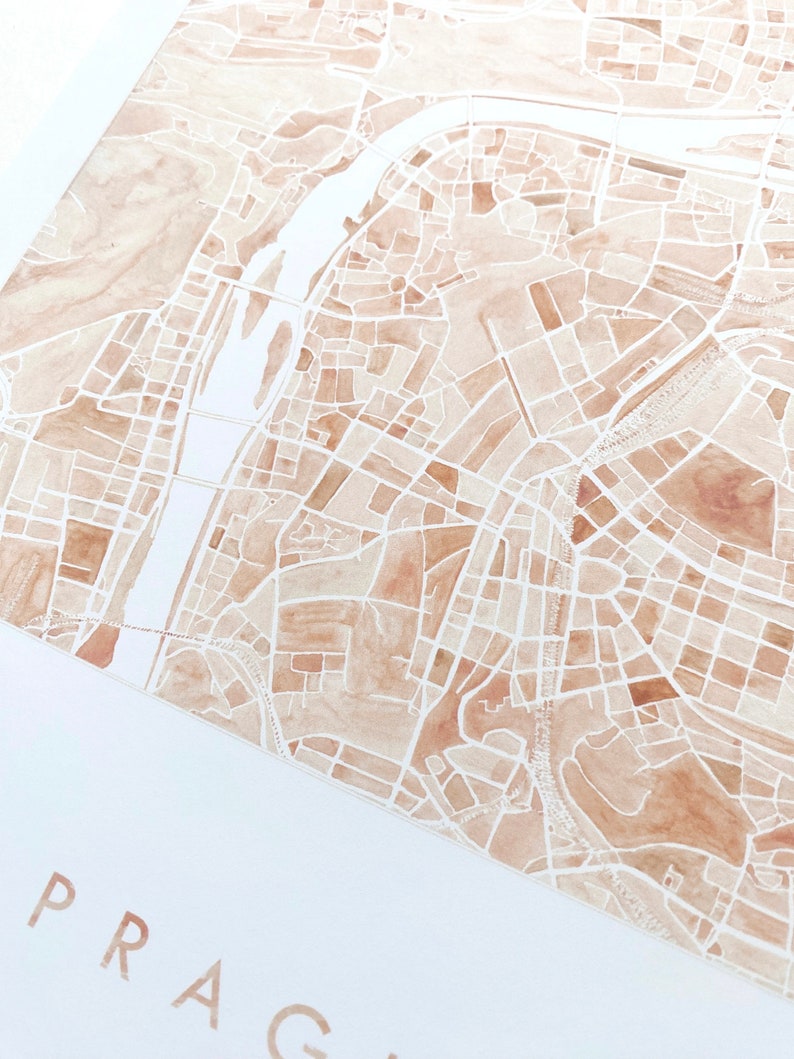 PRAGUE Map Watercolor Map Print City Block Plan (art Print) CZECH ...