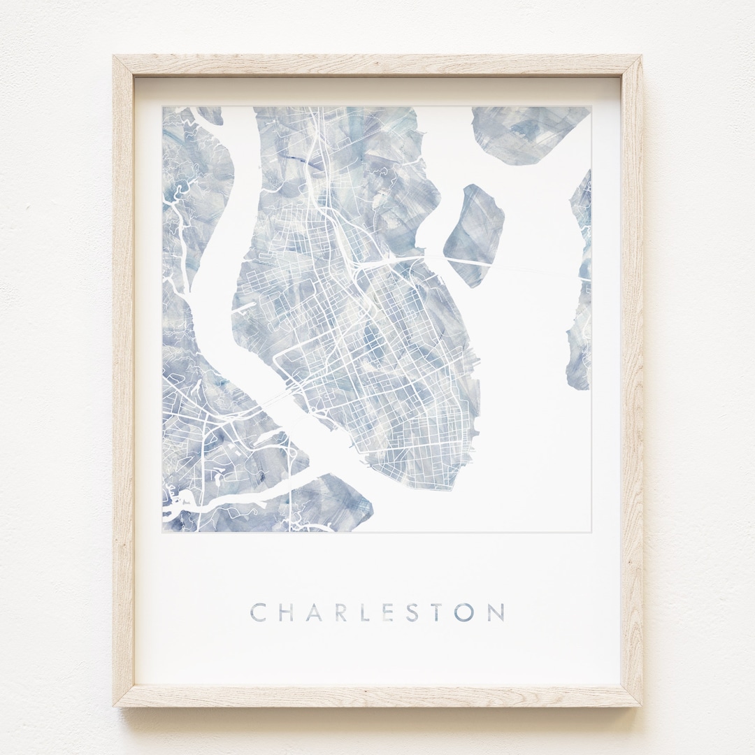 CHARLESTON Map Watercolor Wash Print City Plan (art Print) South ...