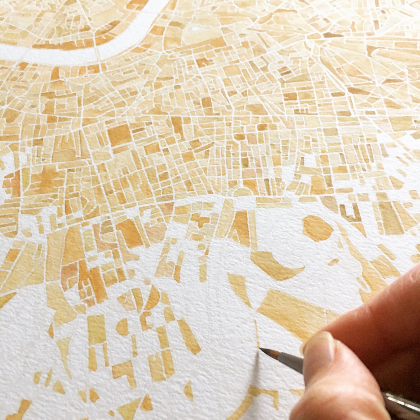 LONDON Map Hand Painted Watercolor Map Print UK City Block - Etsy