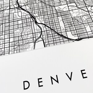 DENVER Street Map COLORADO City Map Drawing Black and White (art Print ...