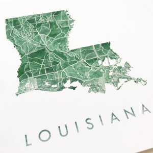 LOUISIANA Watercolor State MAP (art Print) Custom Your Town City Home ...