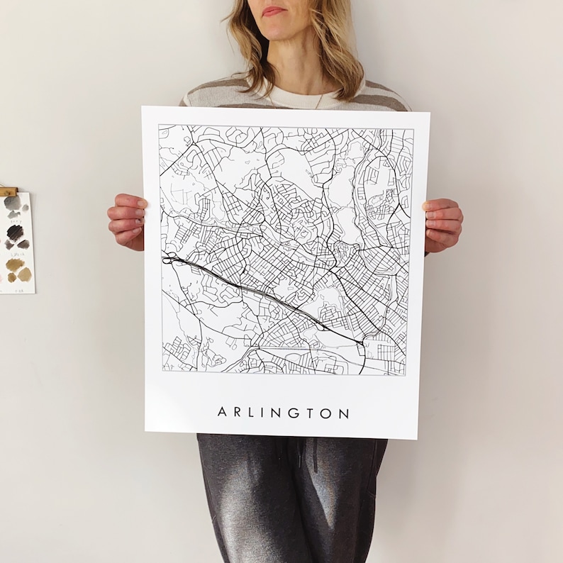 ARLINGTON Street Map MASSACHUSETTS City Map Drawing Black and - Etsy