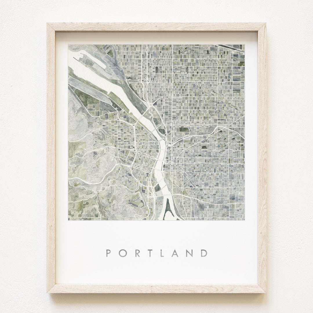 PORTLAND Map Watercolor Print OREGON City Plan (art Print) Anniversary ...