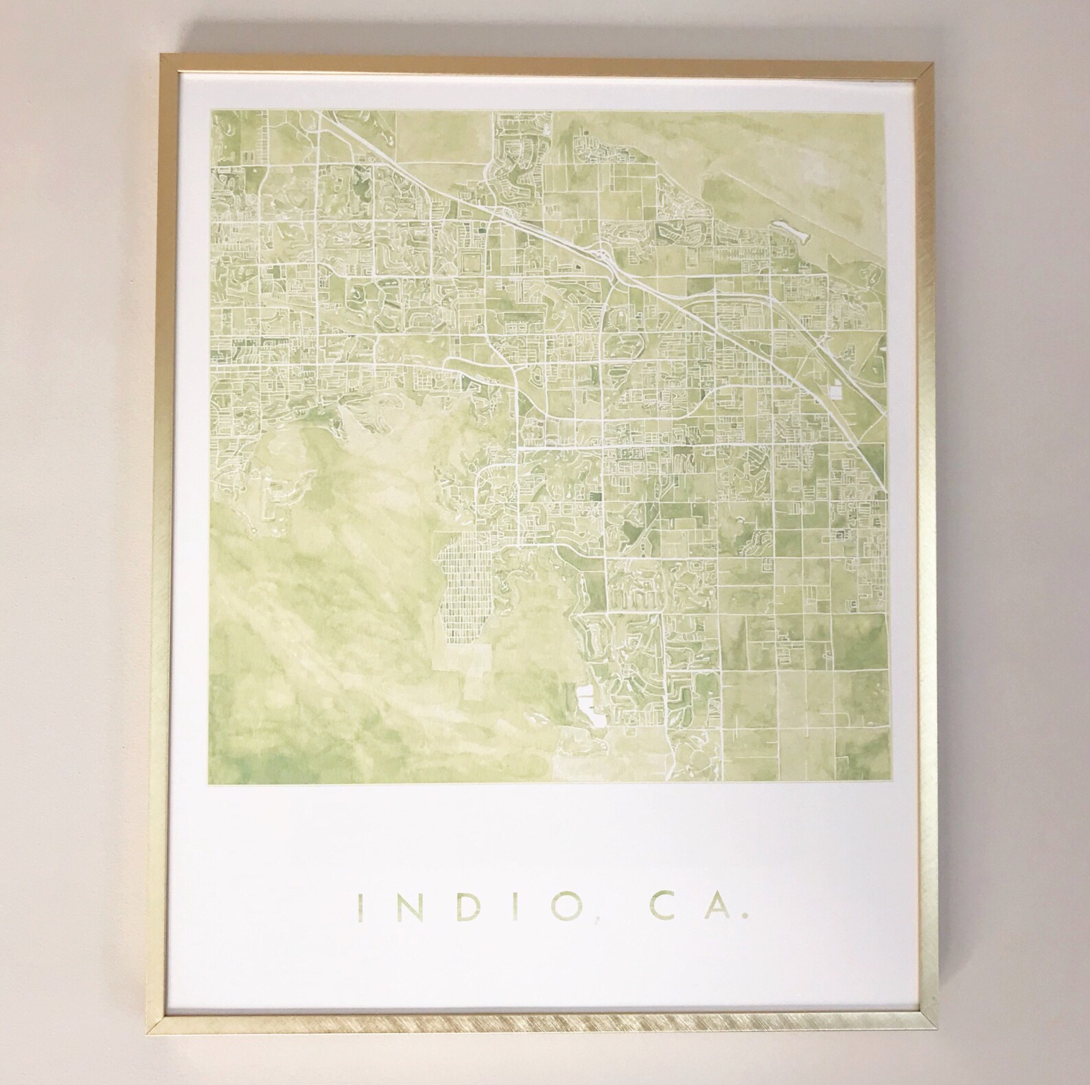 INDIO Palm Desert Map Watercolor Print California City Block - Etsy