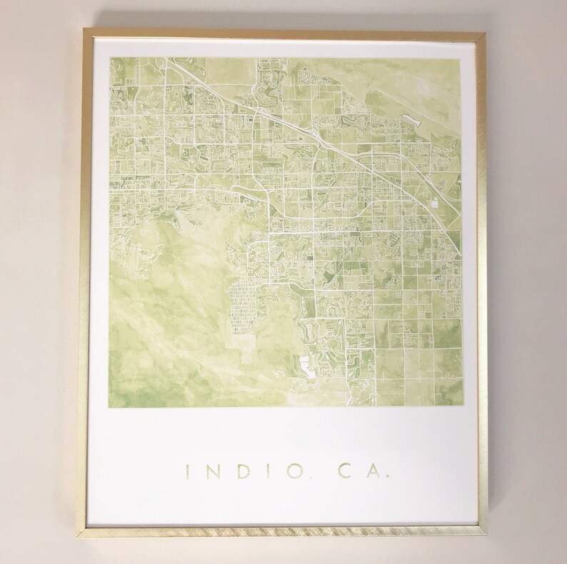 INDIO Palm Desert Map Watercolor Print California City Block - Etsy