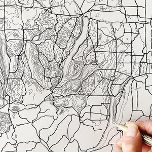 FINGER LAKES Hand Drawn Map New York Topographic Drawing (art Print ...