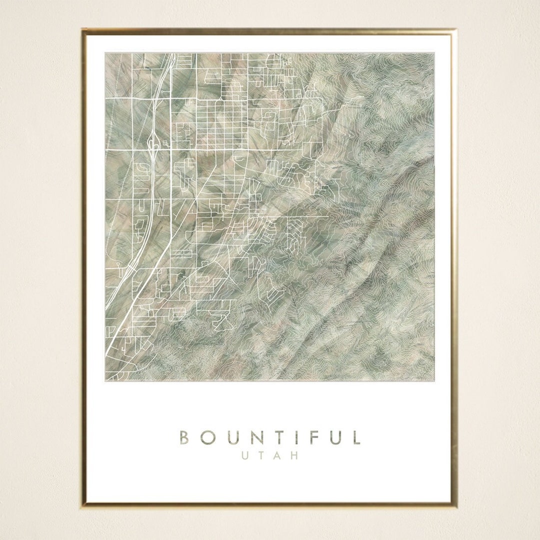 BOUNTIFUL Utah Map Hand Painted Topographical Watercolor City - Etsy
