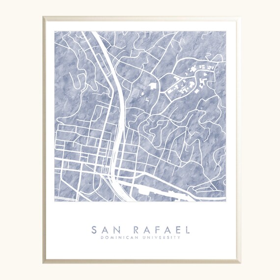 SAN RAFAEL Dominican University Map Watercolor Wash Print | Etsy