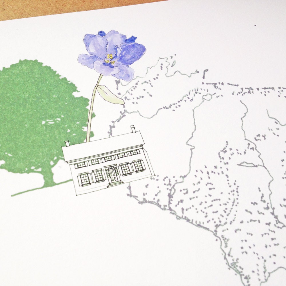 WISCONSIN State MAP 8x10 Art Print State Tree State Flower | Etsy