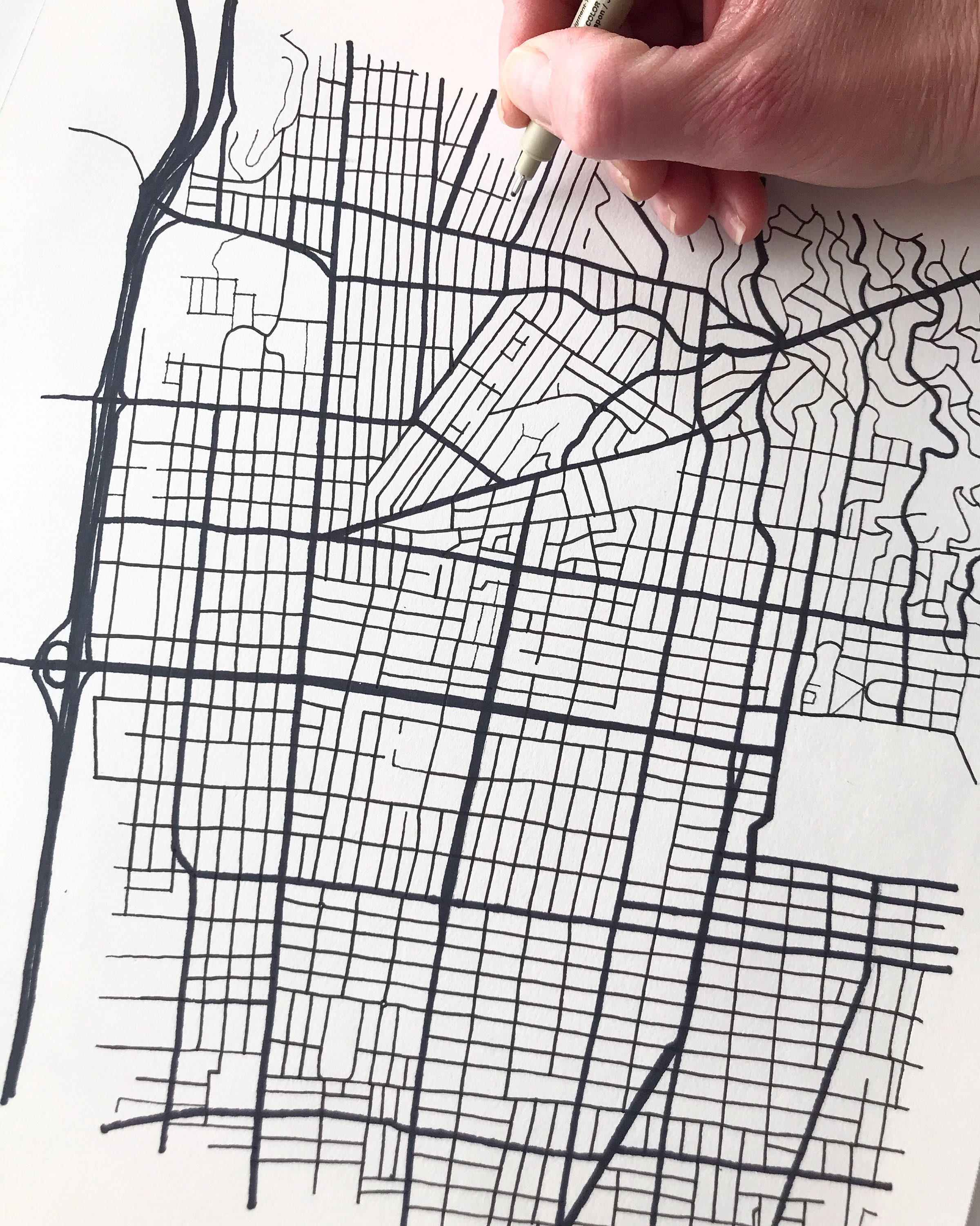 BERKELEY California Map Street Map Drawing Black and White | Etsy