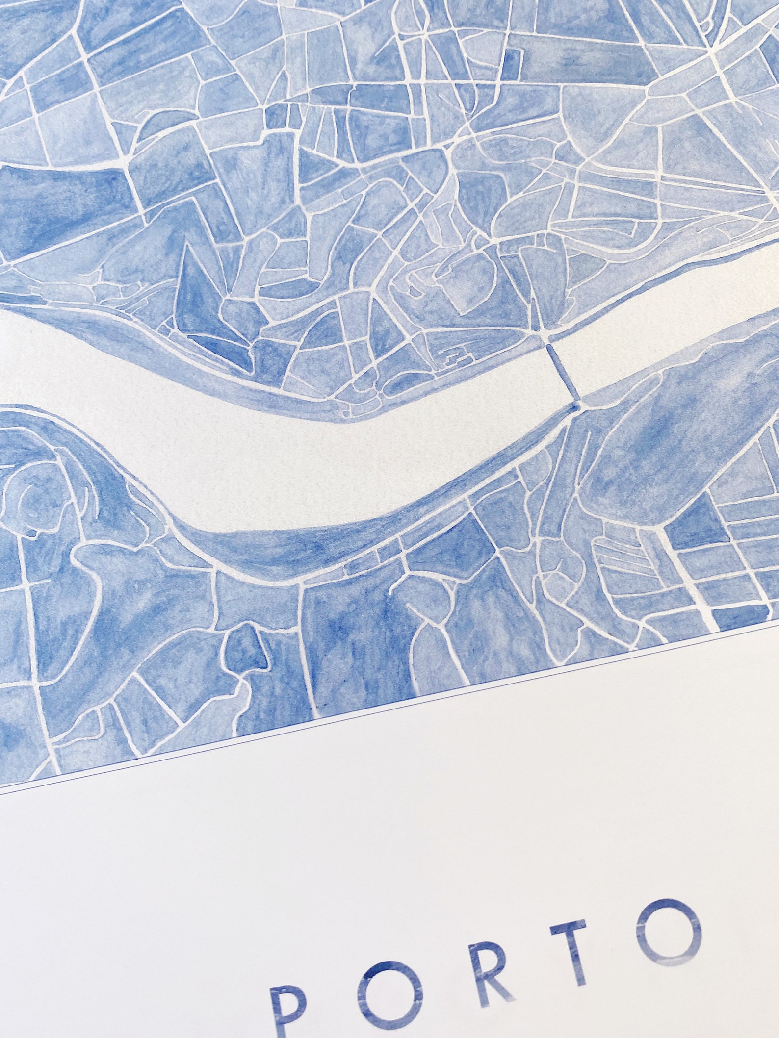 PORTO Map Watercolor Print PORTUGAL City Block Plan art - Etsy