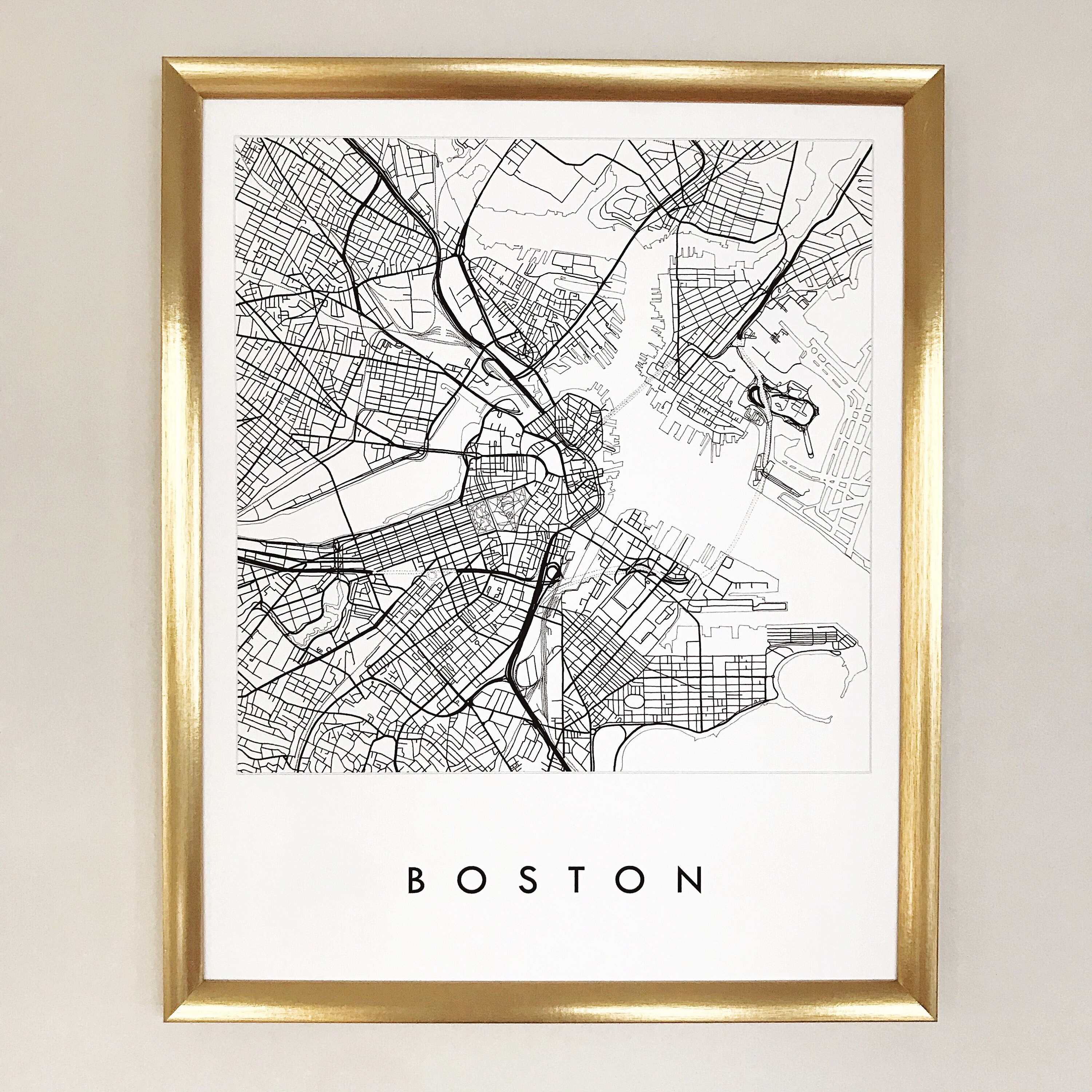 Greater BOSTON Map Street Map MASSACHUSETTS City Map Drawing | Etsy