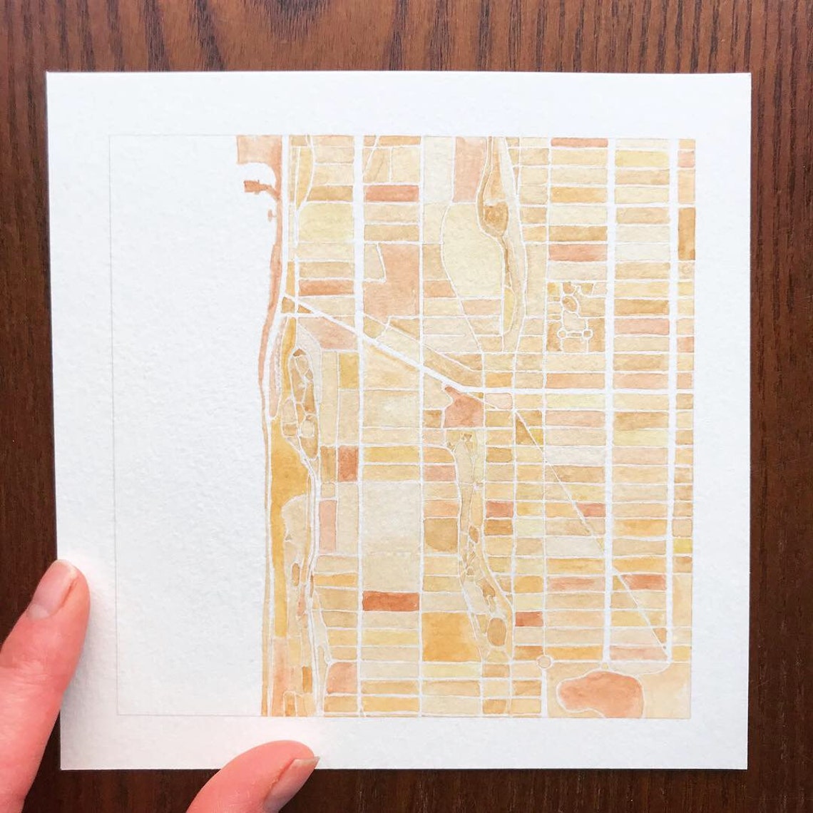 6 Custom Watercolor Map YOUR NEIGHBORHOOD Block Plan | Etsy