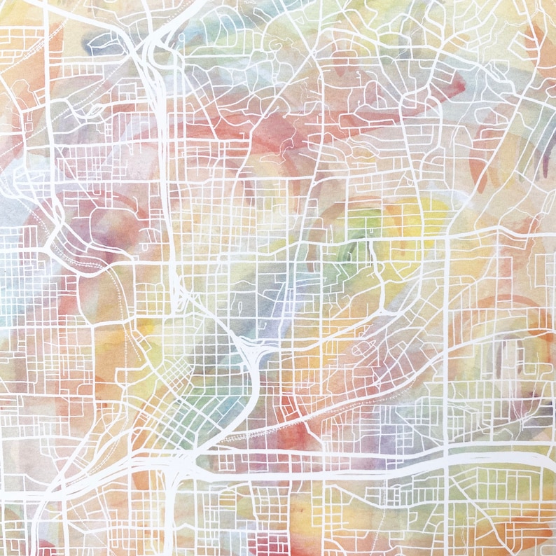 ATLANTA Pride Rainbow Map Watercolor Wash Map Print City Block - Etsy